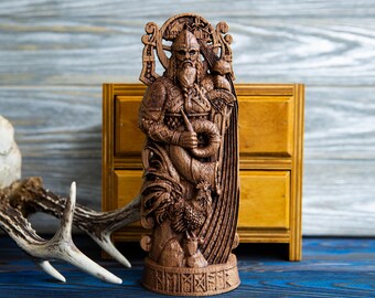 Heimdall Wooden Statue Norse Pagan Viking Decor - Etsy