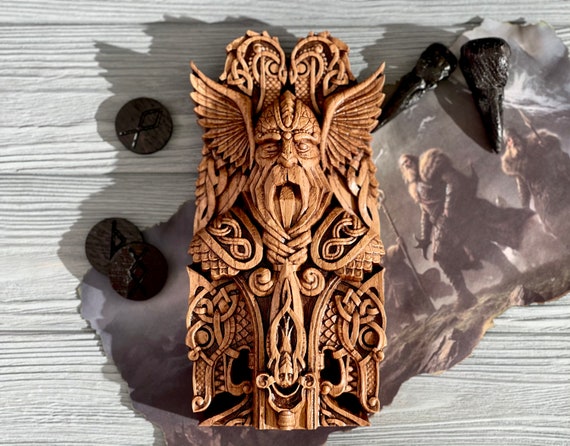 Odin Allfather Wotan Oak Wood Home Altar Idol Deiti Etsy
