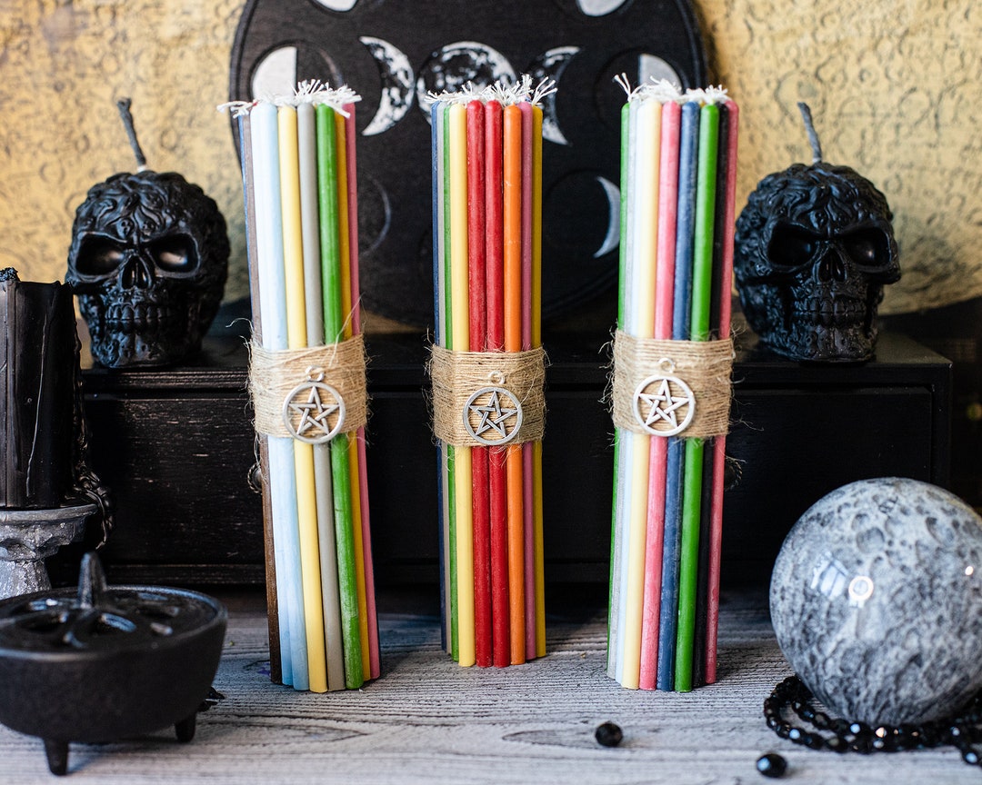 Colored Ritual Candles 20cm, Home Altar, Candle Holder, Candlestick ...