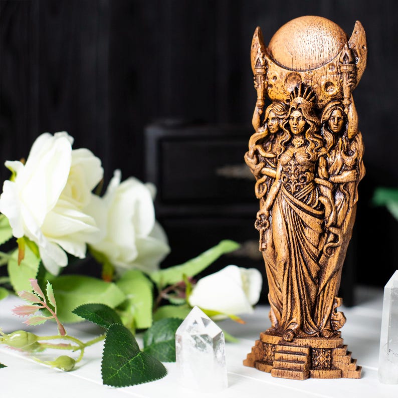 Hecate Statue Triple Goddess, Hekate Altar, With Crossroads, Hecate Key ...