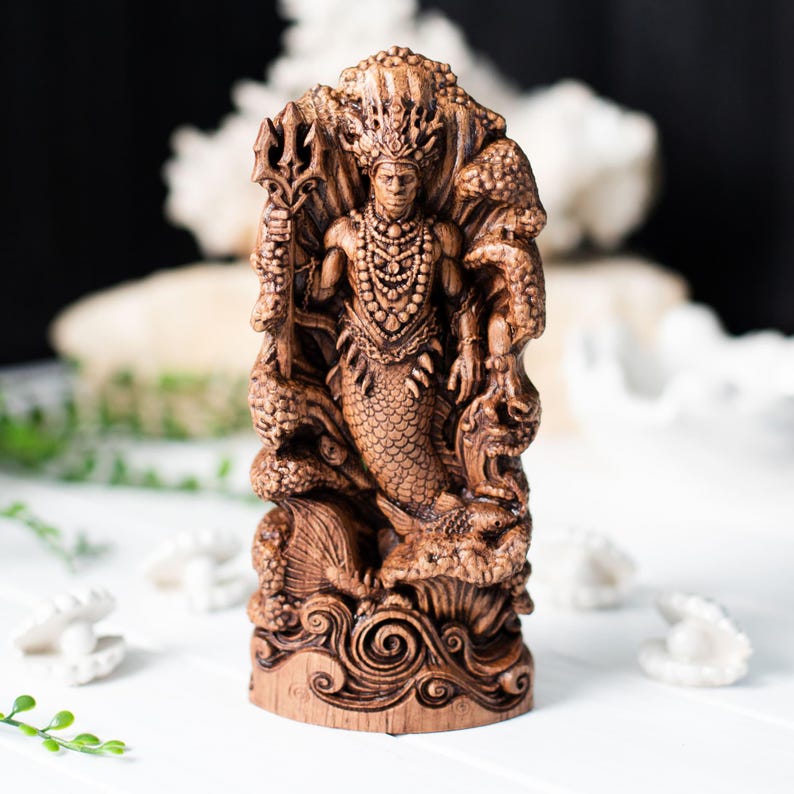 Olokun Mini Statue – Water Deity, Wall Hung Sculpture of Yoruba Statue ...