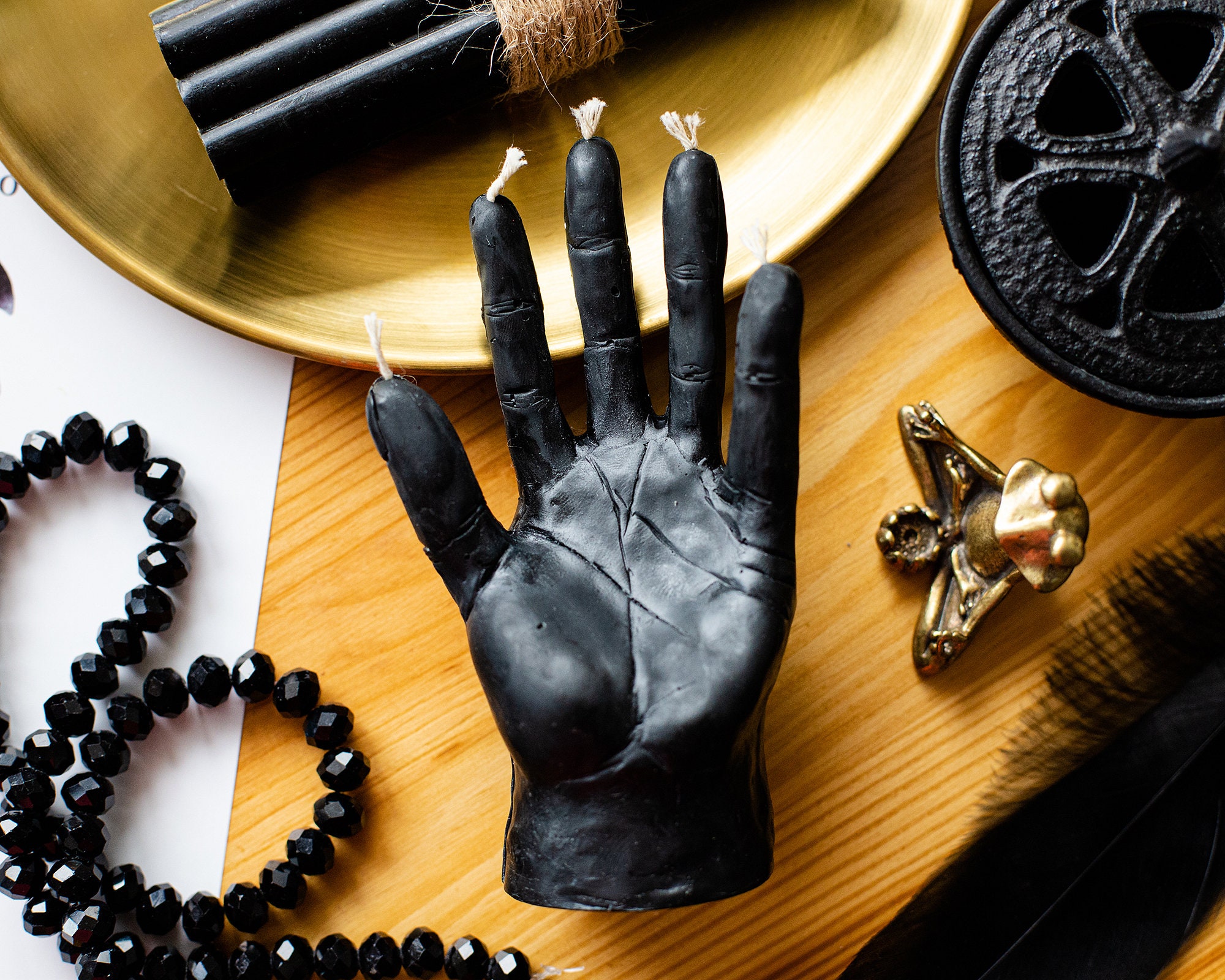 BLACK HAND Candle 12 Cm, Home Altar, Candle Holder, Candlestick, Witchy ...