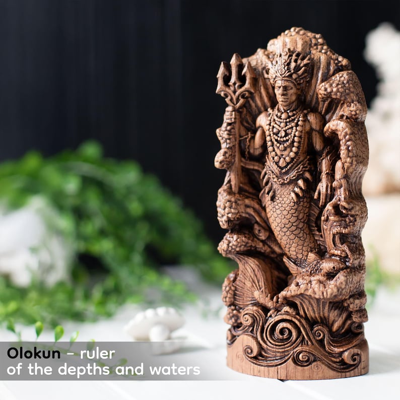 Olokun Mini Statue – Water Deity, Wall Hung Sculpture of Yoruba Statue ...