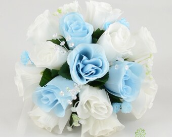 Baby Blue and White Rose Artificial Wedding Flower Collection - Etsy