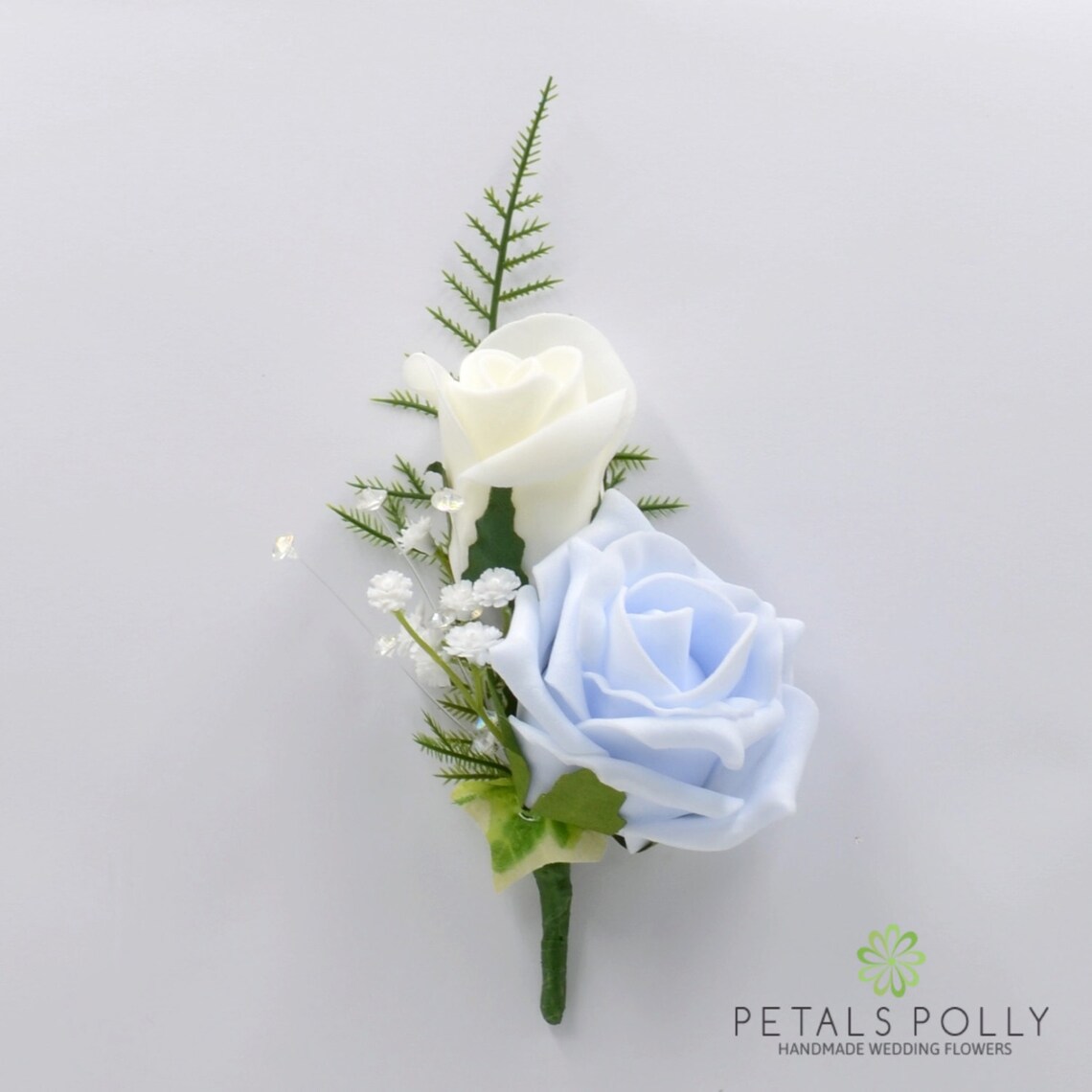 Artificial Wedding Flowers Baby Blue & Ivory Double Foam Rose - Etsy UK