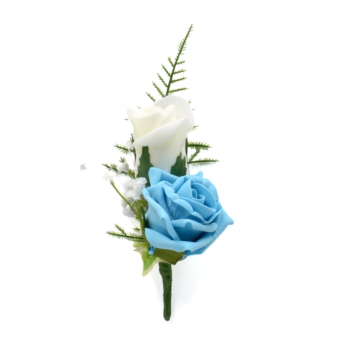 Artificial Wedding Flowers, Turquoise & Ivory Double Foam Rose ...