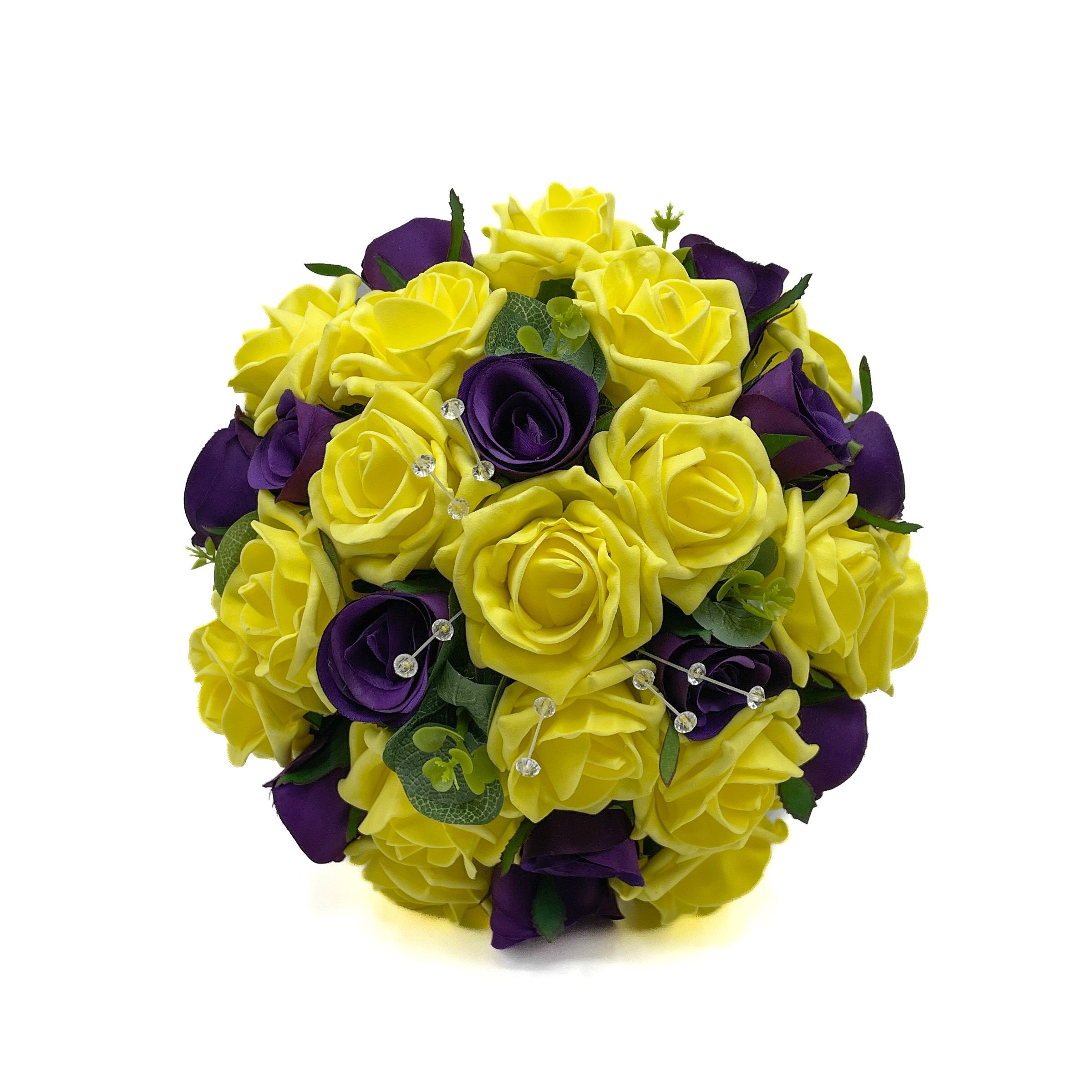 Yellow Rose Sweet Pea Purple Flower Bouquets