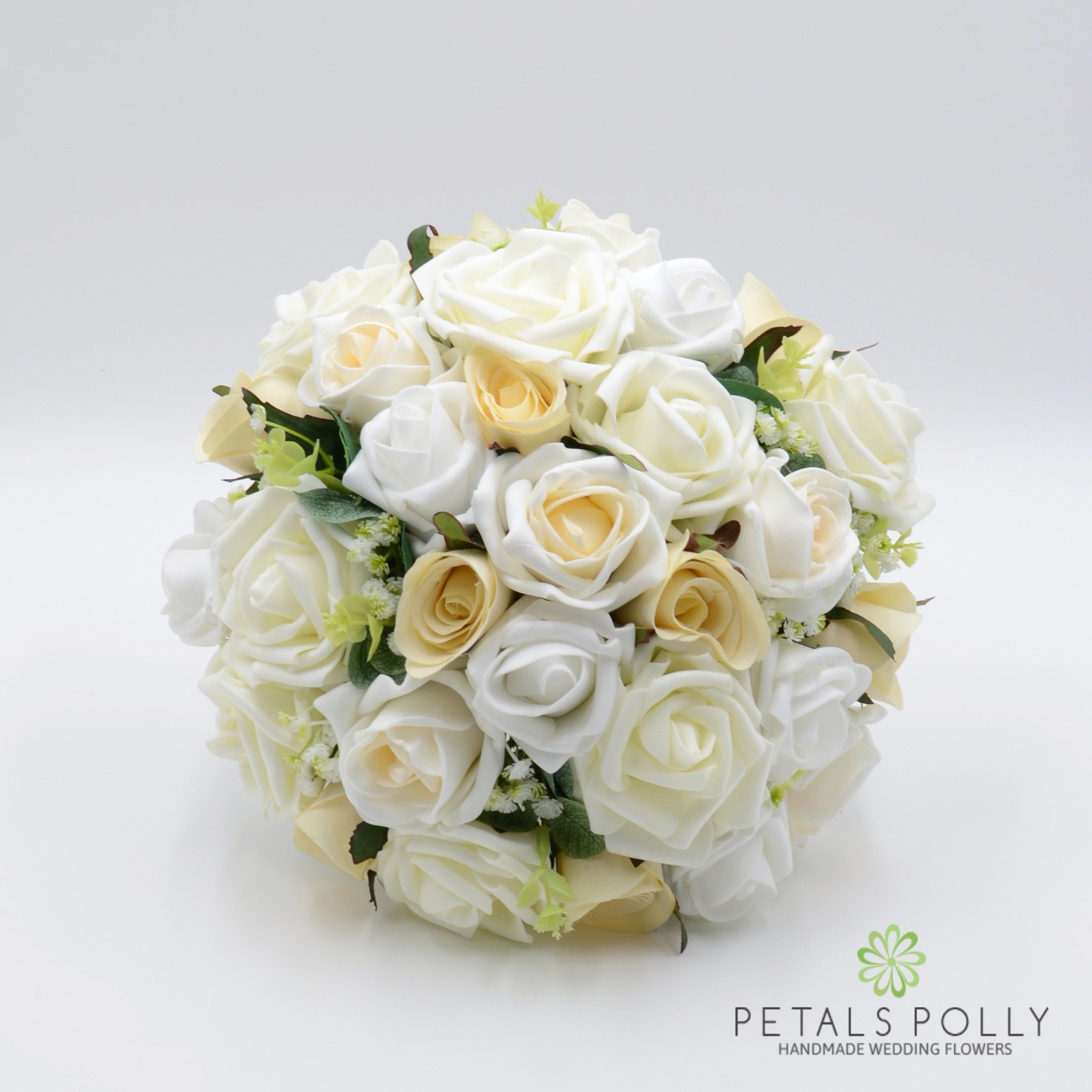 Artificial Wedding Flowers Ivory White & Champagne Rose | Etsy