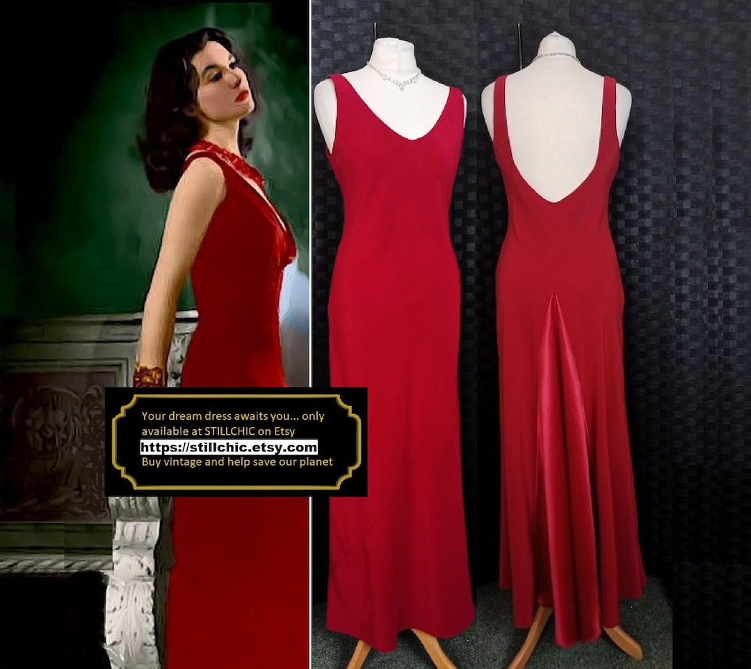 Red Dress Crepe Dress Satin Dress Bias Cut Dress Evening Dress Prom ...