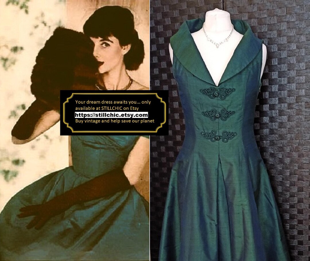 Green Dress Shot Silk Dress Slub Silk Dress Raw Silk Dress Prom Dress ...