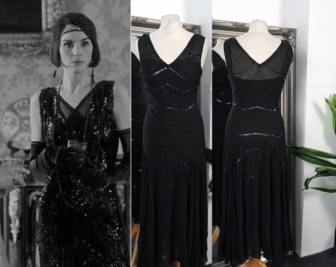 Flapper Dress Gatsby Dress Beaded Dress Bias Cut Dress Hanky Hem Dress ...