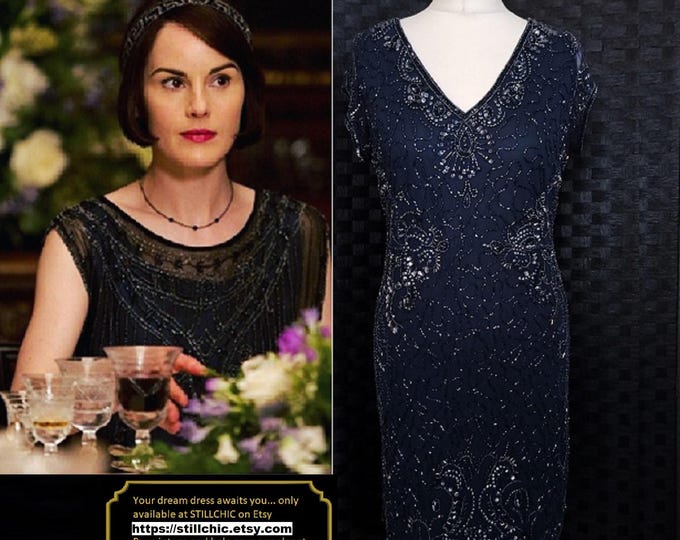Blue Dress Flapper Dress Beaded Dress Sequinned Dress Tunic Dress ...
