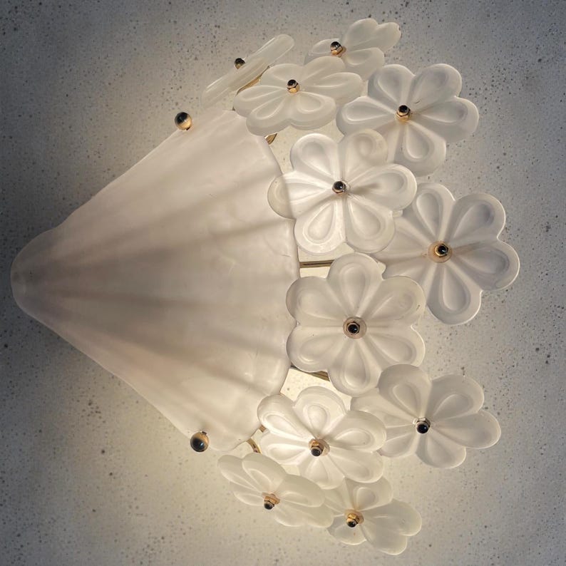 Reserved for Stephanie Vintage Murano Glass Flower Sconces: Italian Mid ...