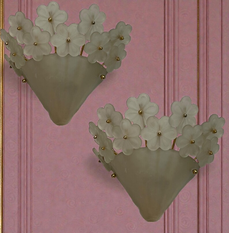 Reserved for Stephanie Vintage Murano Glass Flower Sconces: Italian Mid ...