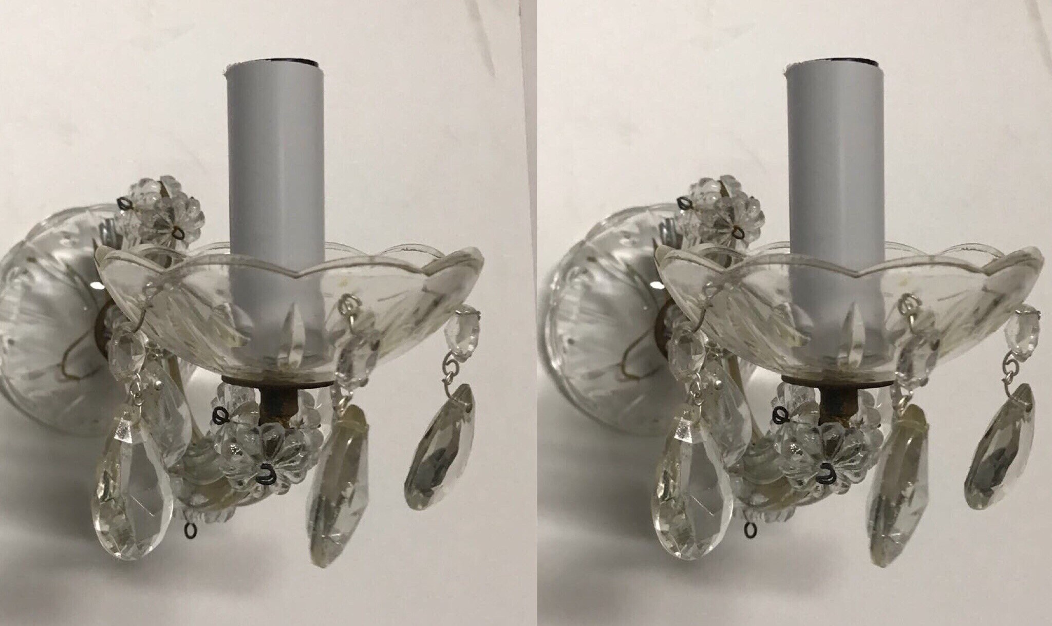 Crystal Sconces Pair of Vintage Crystal Wall Lights Maria | Etsy