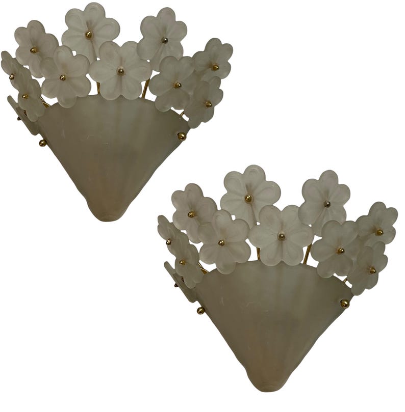 Reserved for Stephanie Vintage Murano Glass Flower Sconces: Italian Mid ...