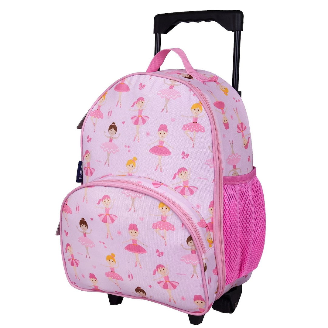 Girls Wildkin Pink Ballerina Suitcase, Personalized Rolling Luggage for ...