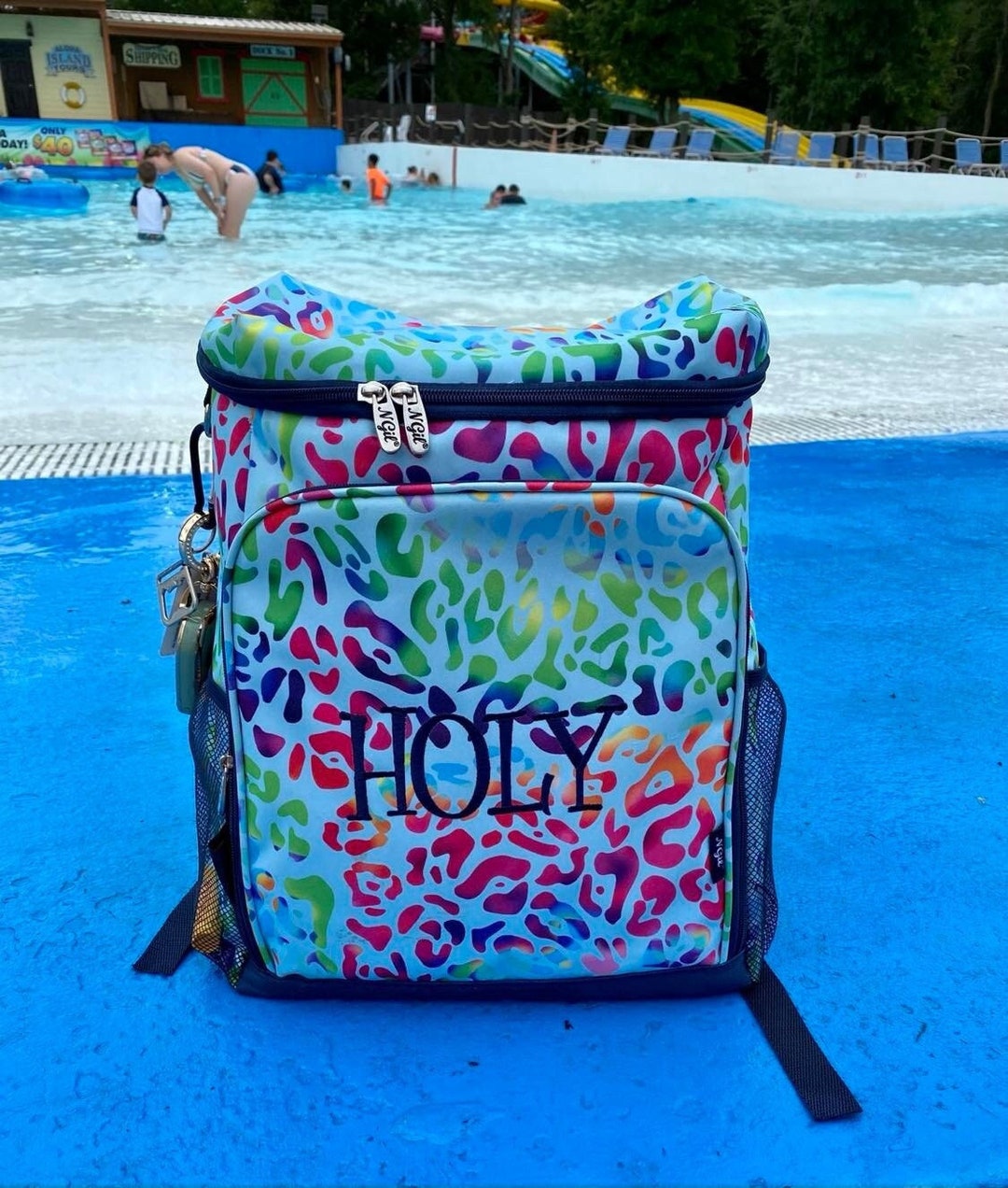 Monogrammed Colorful Leopard Backpack Cooler, Personalize Embroidered ...
