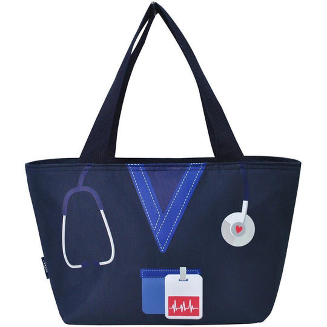 Personalized Navy Scrub Lunch Bag, Monogram Nurse Lunch Sack, Nurse ...