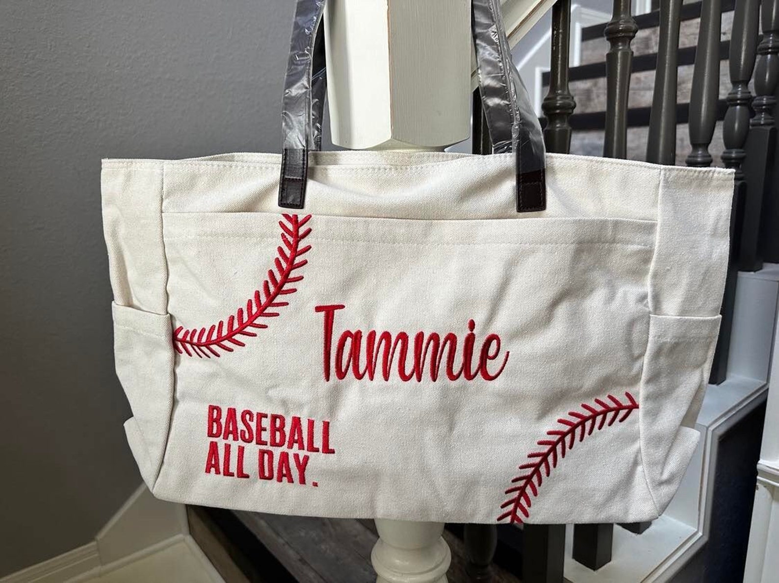Embroidered Baseball Tote Bag, Baseball Mom Tote, Baseball Bag ...