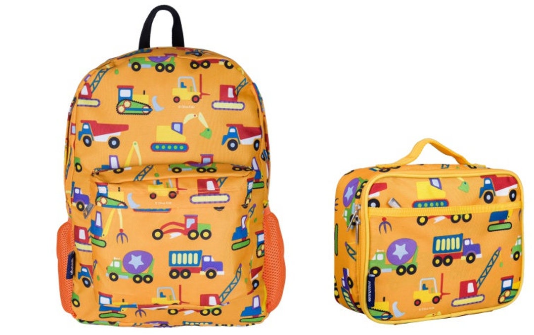 Wildkin 16 Inch Under Construction Backpack Lunchbox Set, Monogram ...