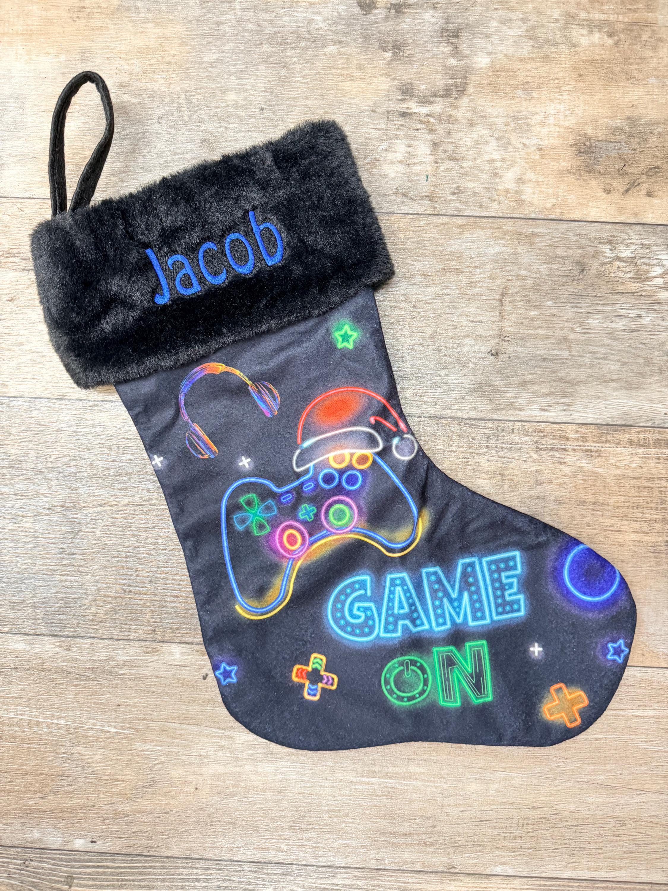 Embroider Game Controller Christmas Stocking, Gamer Christmas Stocking ...