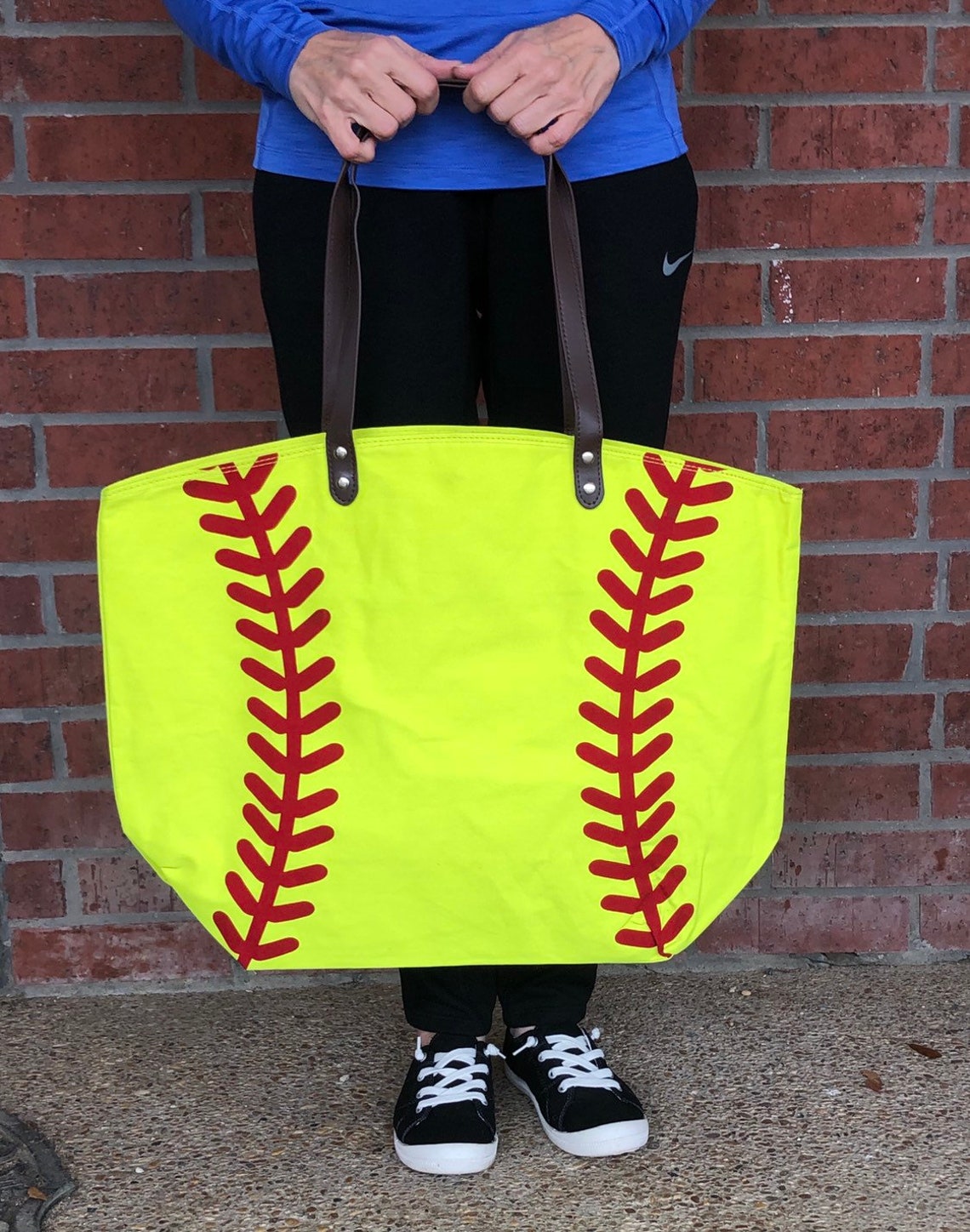 Neon Yellow Softball Tote Bag Softball Mom Tote Softball - Etsy