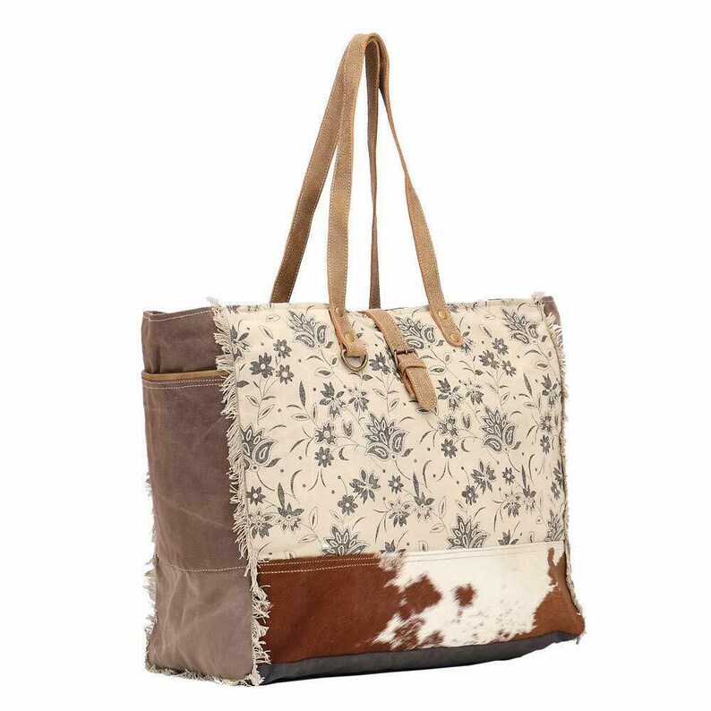 Floret Upcycle Canvas & Cowhide Weekender Bag Monogram Blue - Etsy