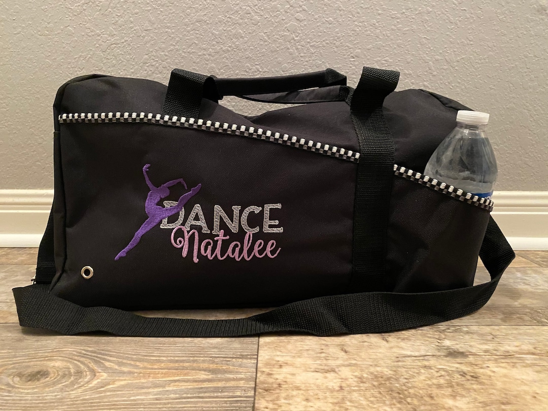 Embroidered Black Dancer Duffle Bag, Dancer Gift, Sports Bag, Dancer ...