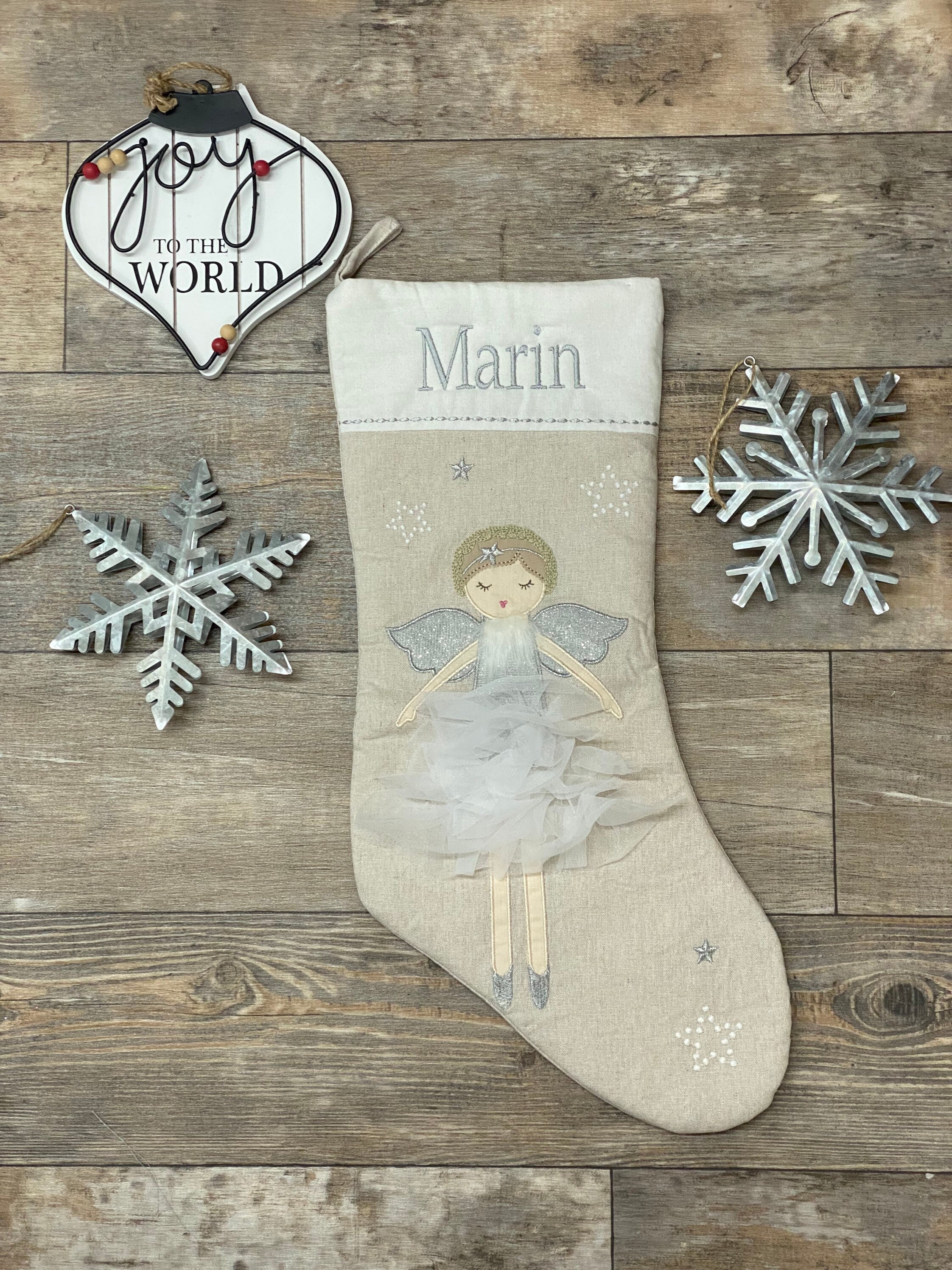 Silver Angel Christmas Stocking Christmas Stocking Embroider | Etsy