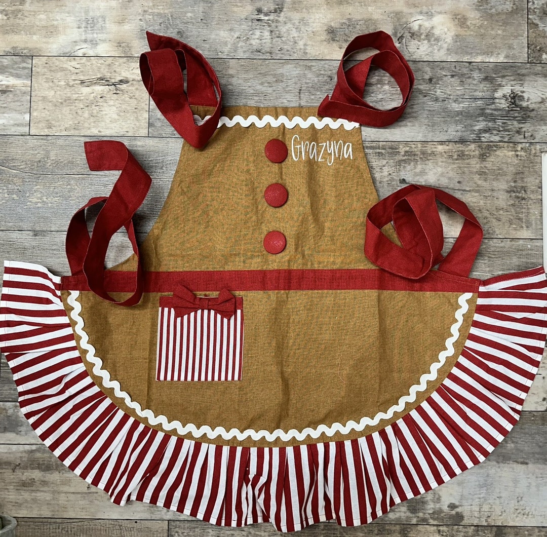 Personalized Adult Gingerbread Apron Adult Christmas Baking Apron