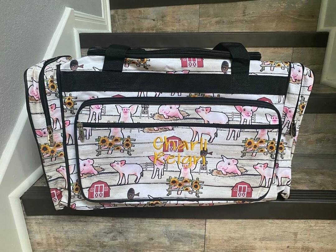 23 Inch Piggy Duffle, Personalize Pig Duffle, Pig Duffle Bag, Girls Pig ...