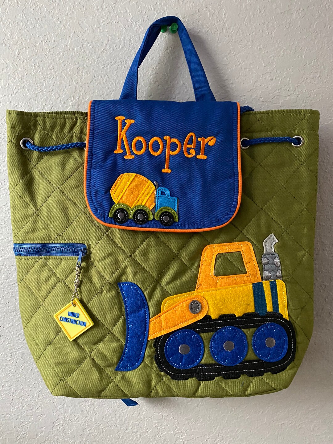 Personalize Quilted Construction Backpack, Stephen Joseph Dozer ...