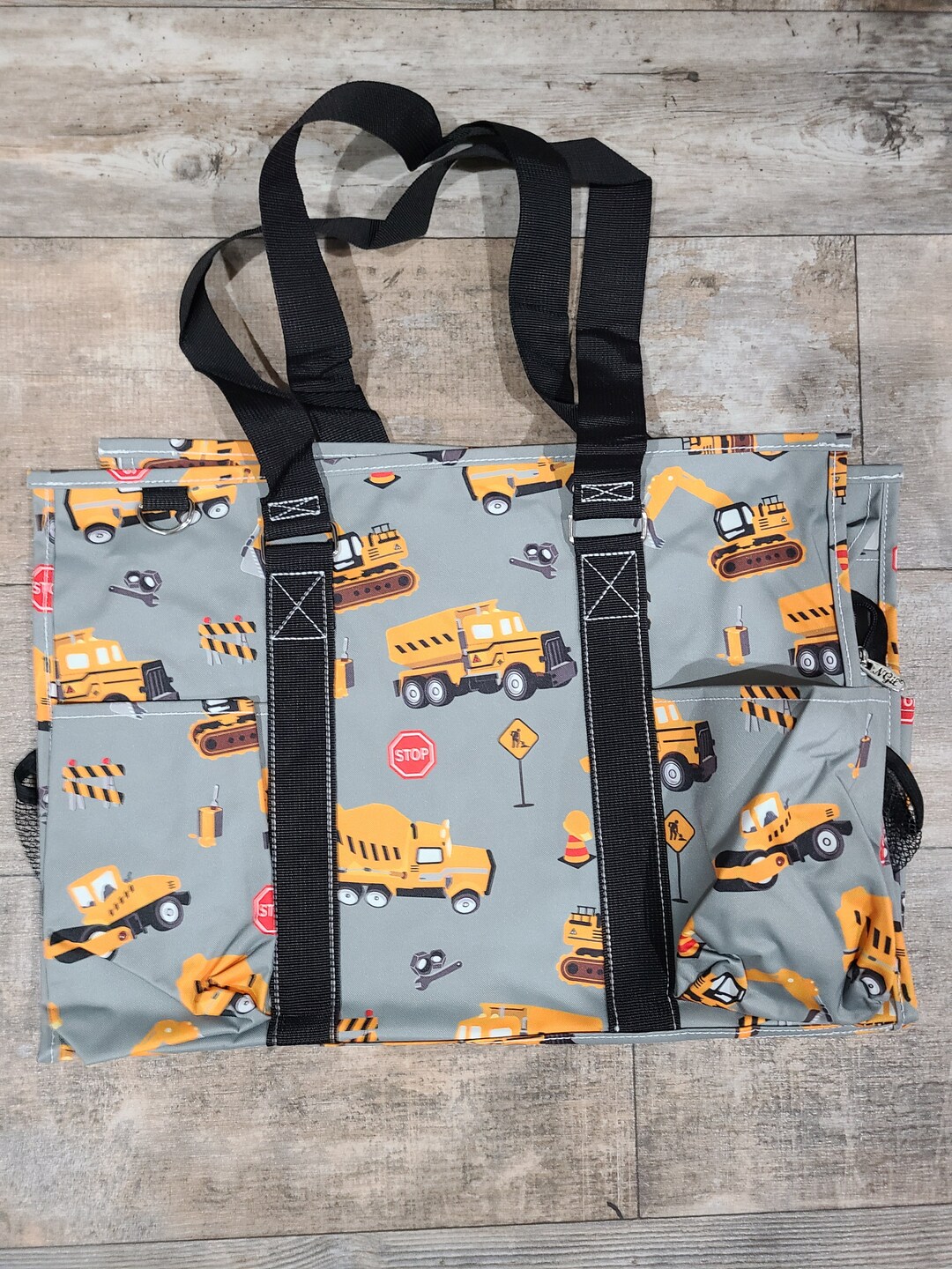 Construction Large Zipper Caddy Organizer Tote Bag, Personalized ...