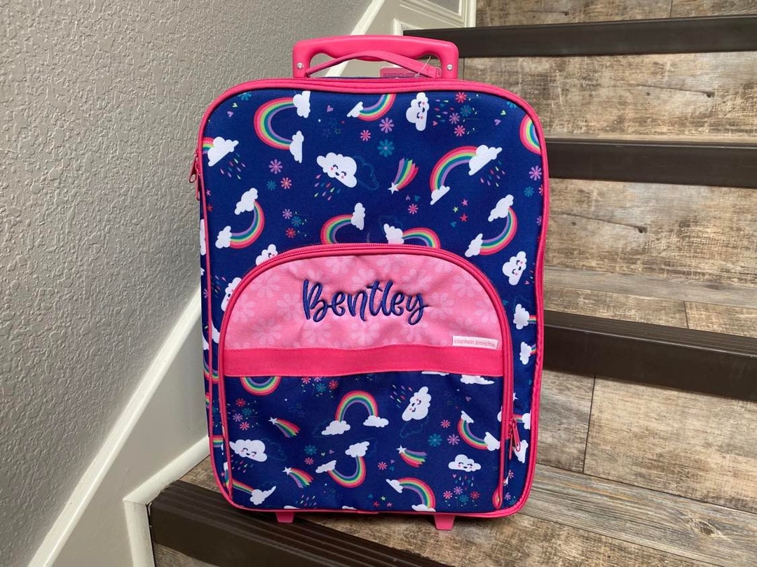 Girls Rainbow Suitcase, Personalized Rolling Luggage for Girls, Stephen ...