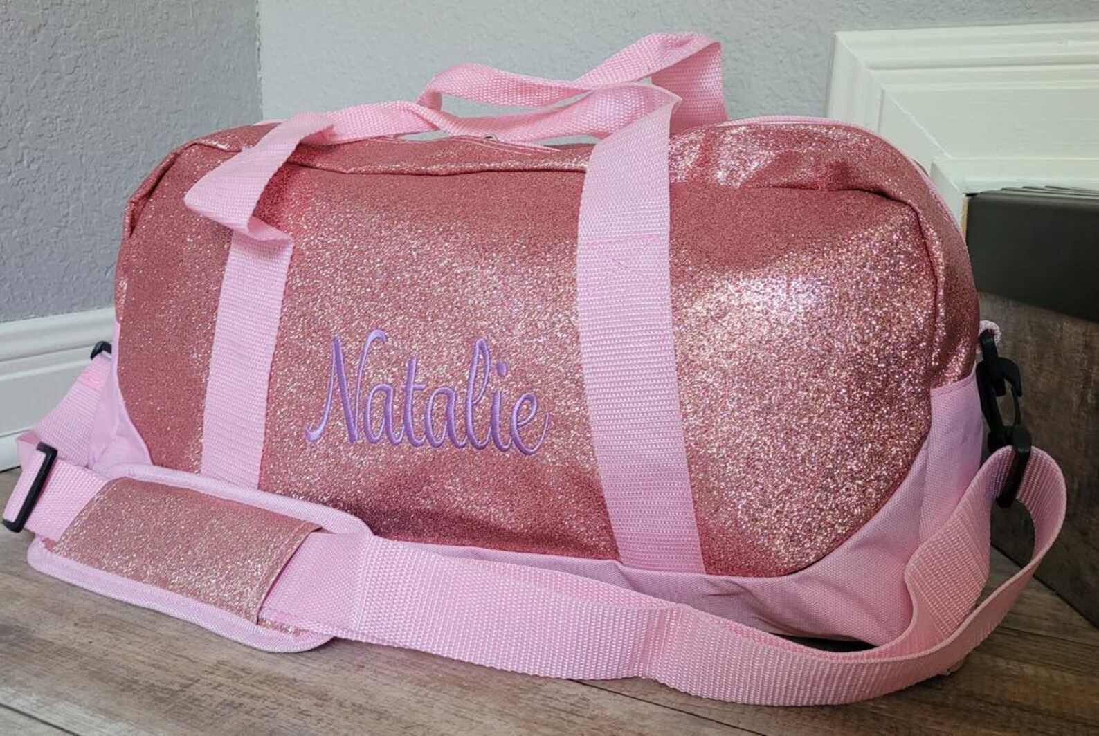 Wildkin Pink Glitter Overnighter Duffel Bag, Personalized Pink Glitter ...