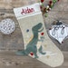 Dino Christmas Stocking, Christmas Stocking, Embroider Christmas ...