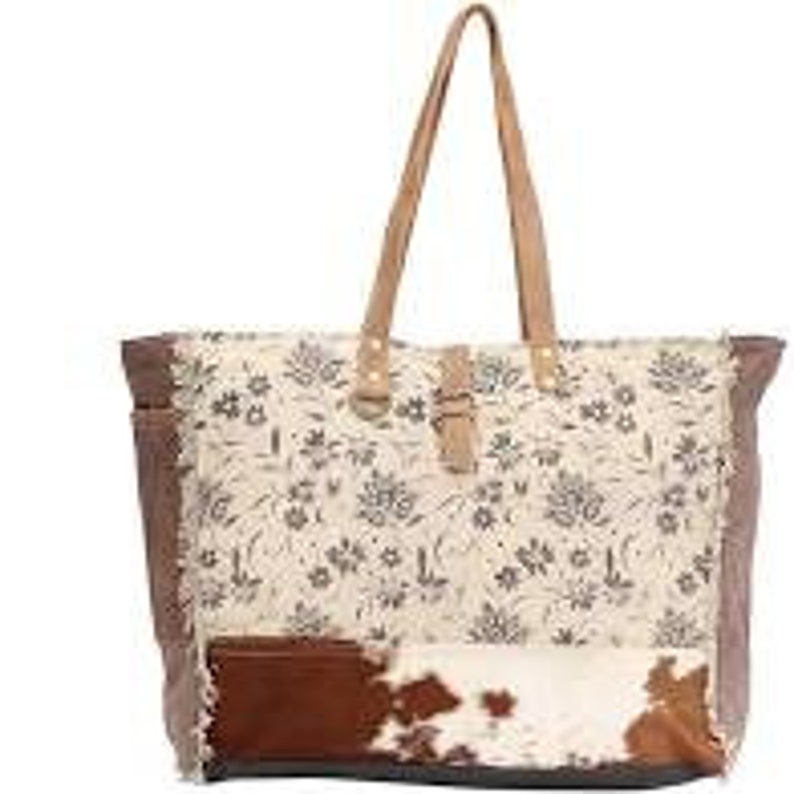Floret Upcycle Canvas & Cowhide Weekender Bag Monogram Blue - Etsy