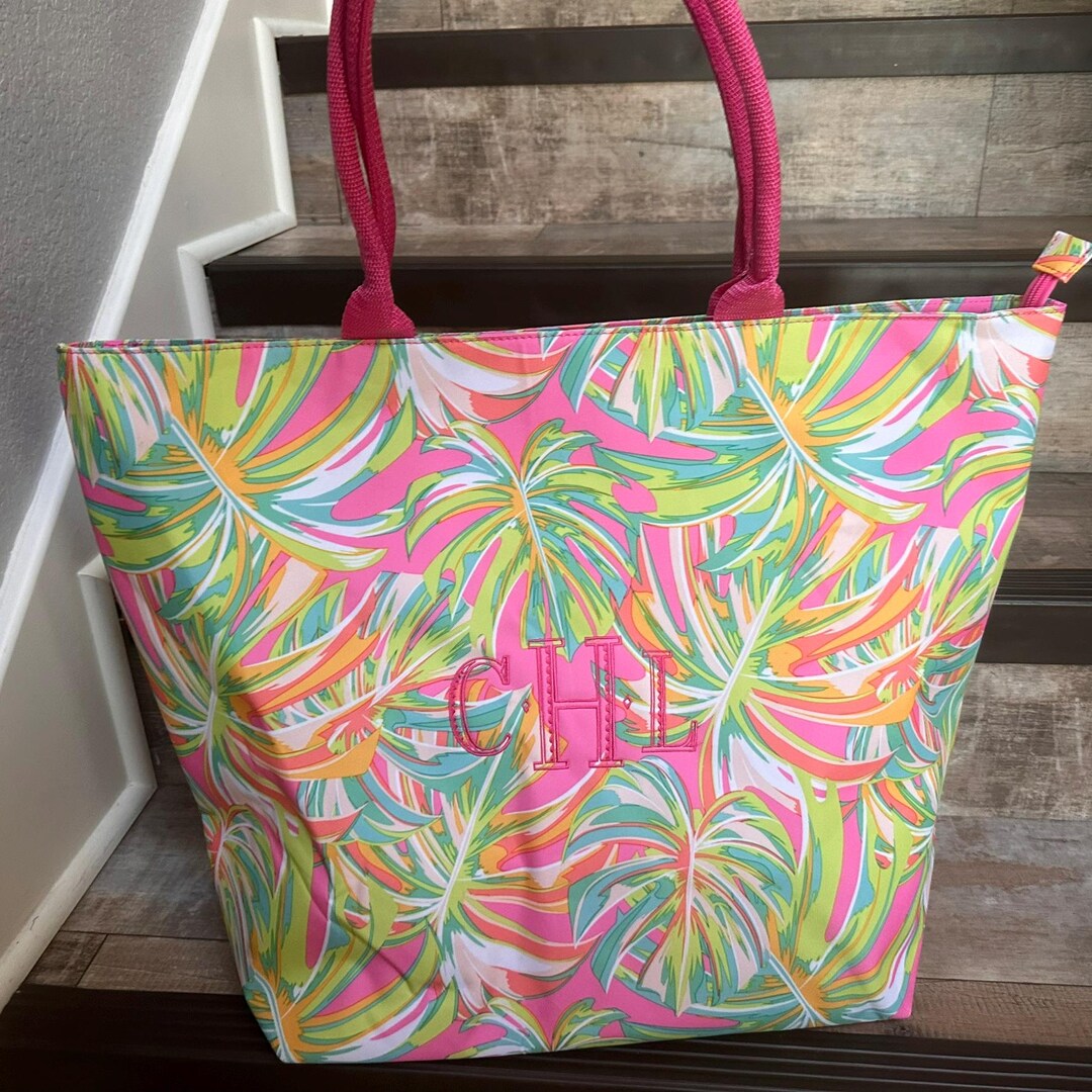 Viv and Lou Beach Bag, Monogram Beach Bag, Large Beach Tote, Bridesmaid ...