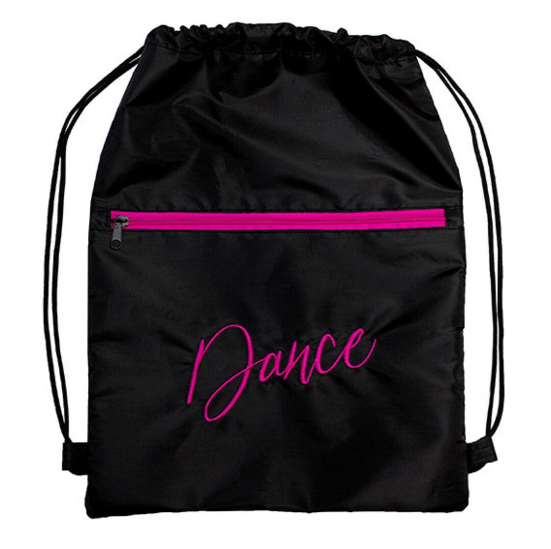 Embroidered Julie Drawstring Black Dance Backpack, Dance Gift, Girls ...