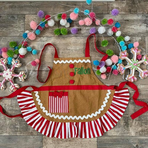 Personalized Adult Gingerbread Apron Adult Christmas Baking Etsy