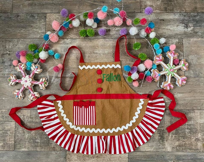 Personalized Childs Gingerbread Apron Kids Christmas Baking | Etsy