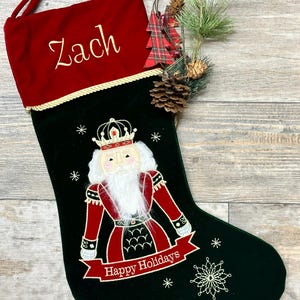 Personalize Velvet Nutcracker Stocking, Soft Velveteen Stocking With ...