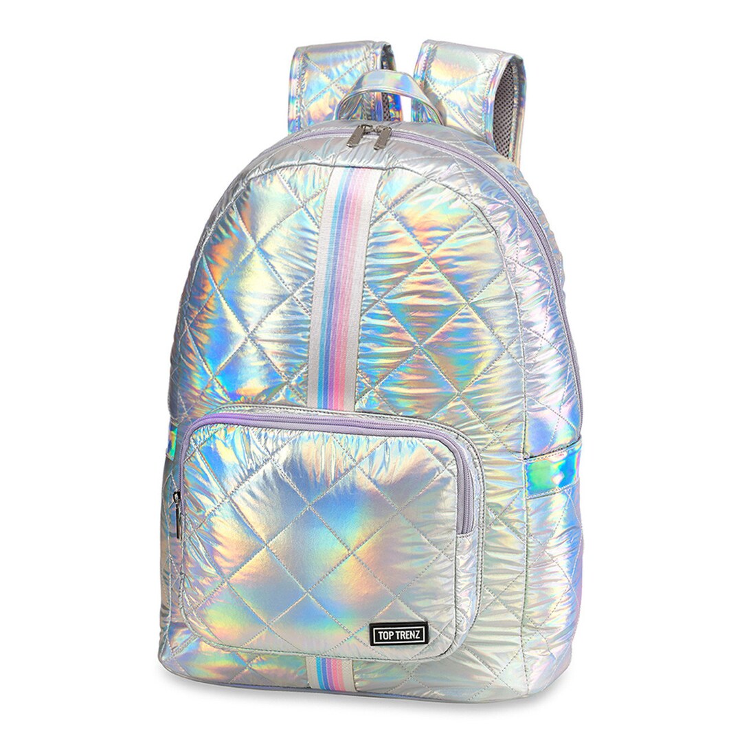 Personalized Iridescent Puffer Backpack, Girls Monogram Iridescent ...