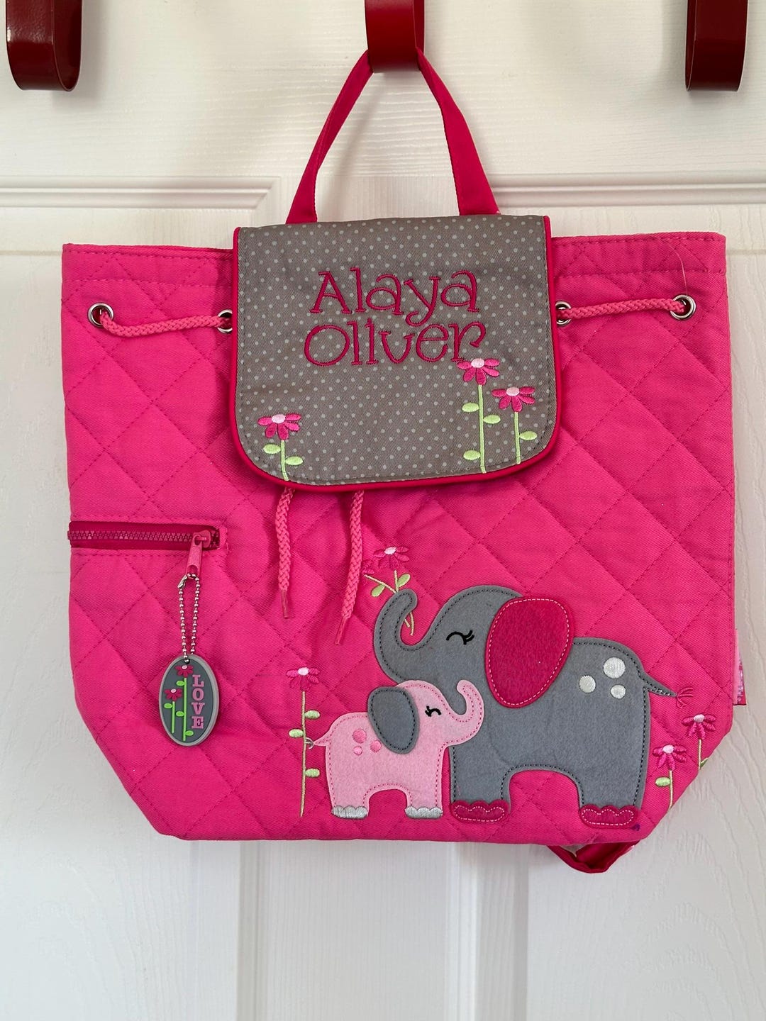 Personalize Quilted Pink Elephant Backpack, Stephen Joseph Elephant ...