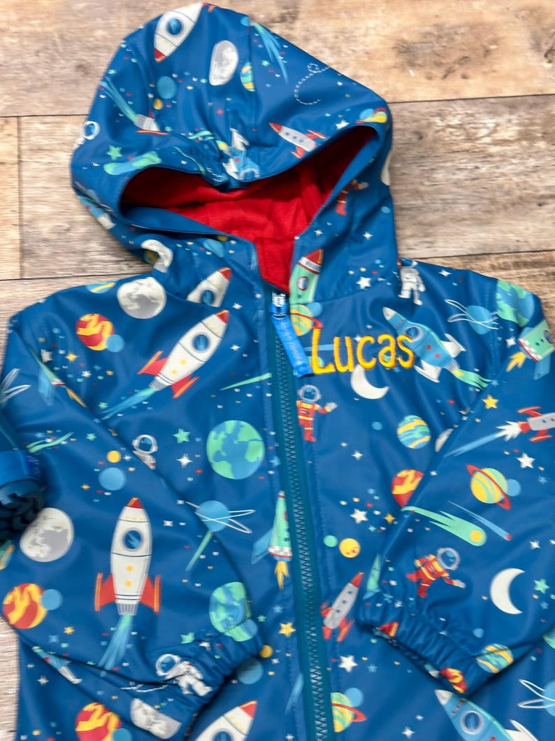 Boys Space Raincoat Set, Kids Rain Jacket, Personalized Rain Jacket ...