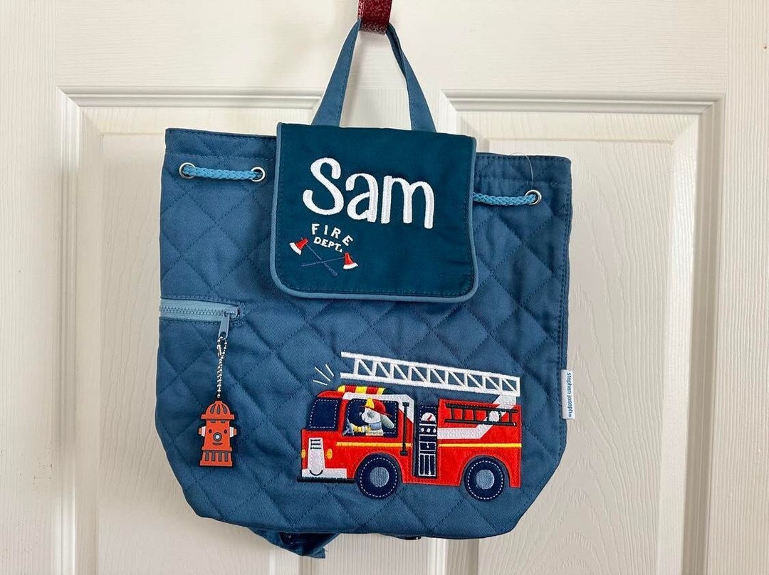 Personalize Quilted Firetruck Backpack, Stephen Joseph Fire Truck ...