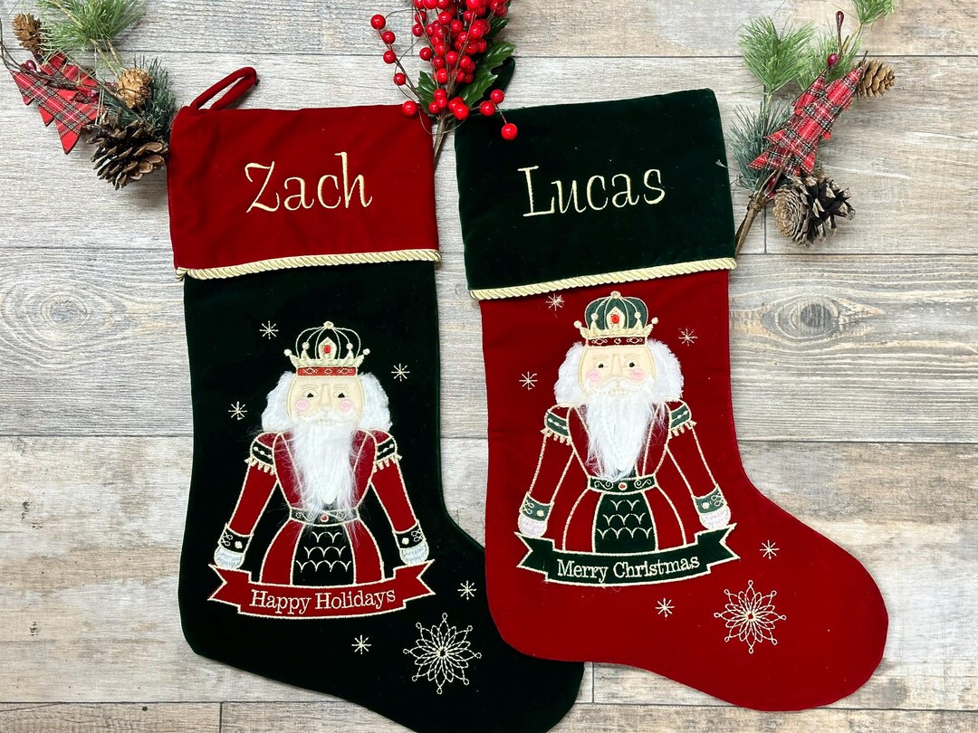 Personalize Velvet Nutcracker Stocking, Soft Velveteen Stocking With ...