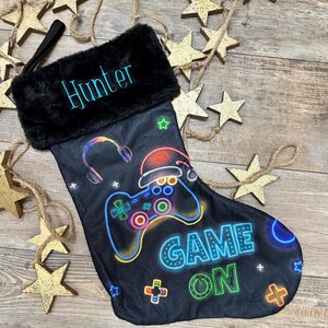 Embroider Game Controller Christmas Stocking, Gamer Christmas Stocking ...