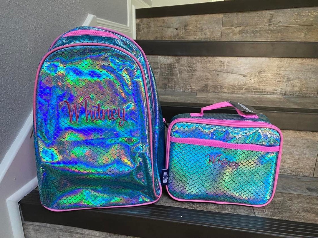 Wildkin 15 Inch Mermaid Scales Backpack Lunchbox Set, Monogram Backpack ...